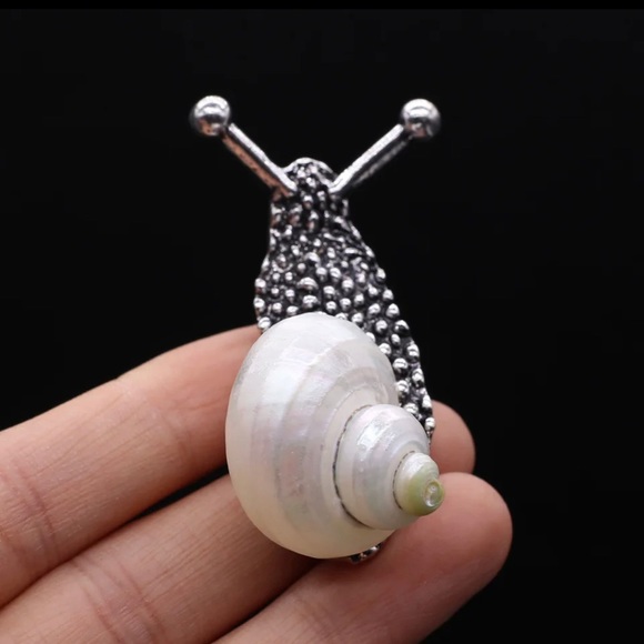 Jewelry | Seashell Silver Metal Snail Brooch Lapel Pin Necklace Pendant ...